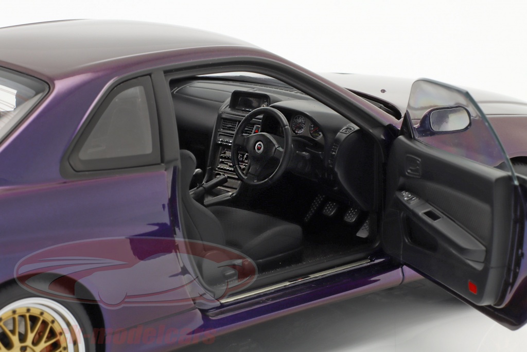 AUTOart 1:18 Nissan Skyline GT-R (R34) V-Spec II year 2002 violet metallic 77403 model car 77403 ...