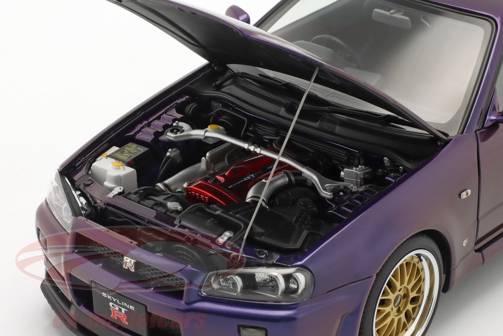 AUTOart 1:18 Nissan Skyline GT-R (R34) V-Spec II year 2002 violet metallic 77403 model car 77403 ...