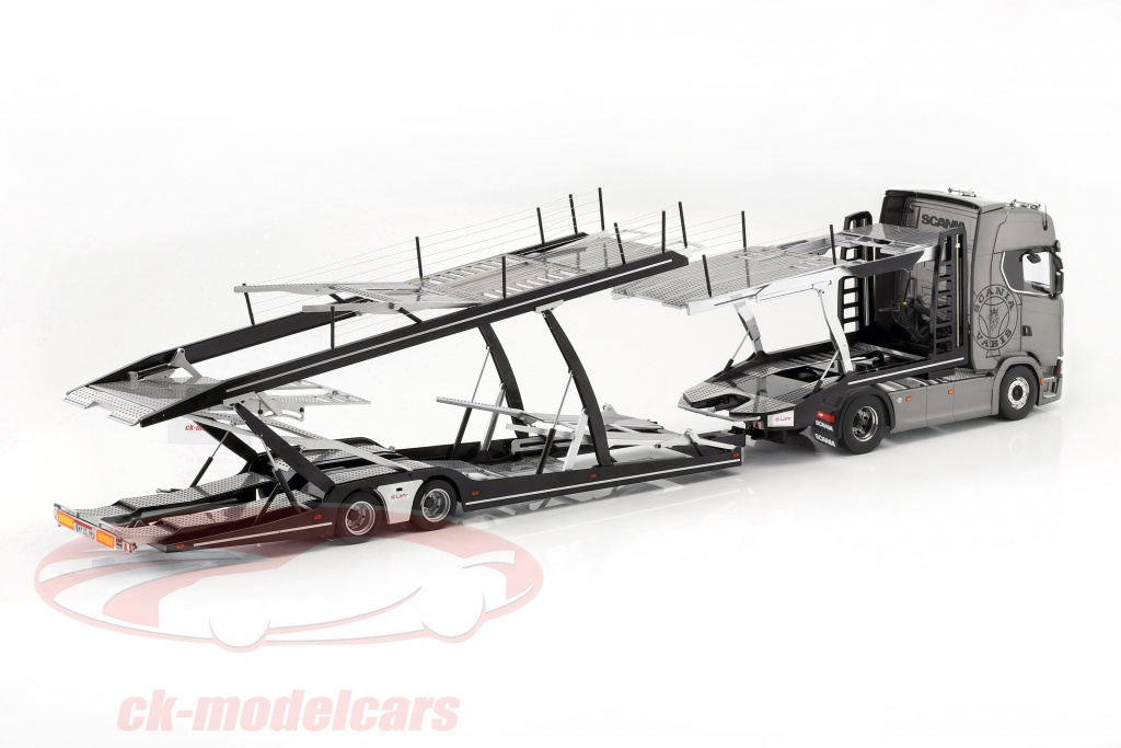 NZG 1:18 Set Scania V8 730S Cinza Com imprimir & Lohr transportador de ...