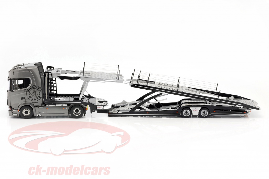 NZG 1:18 Set Scania V8 730S Gris Con imprimir & Lohr transportador de ...