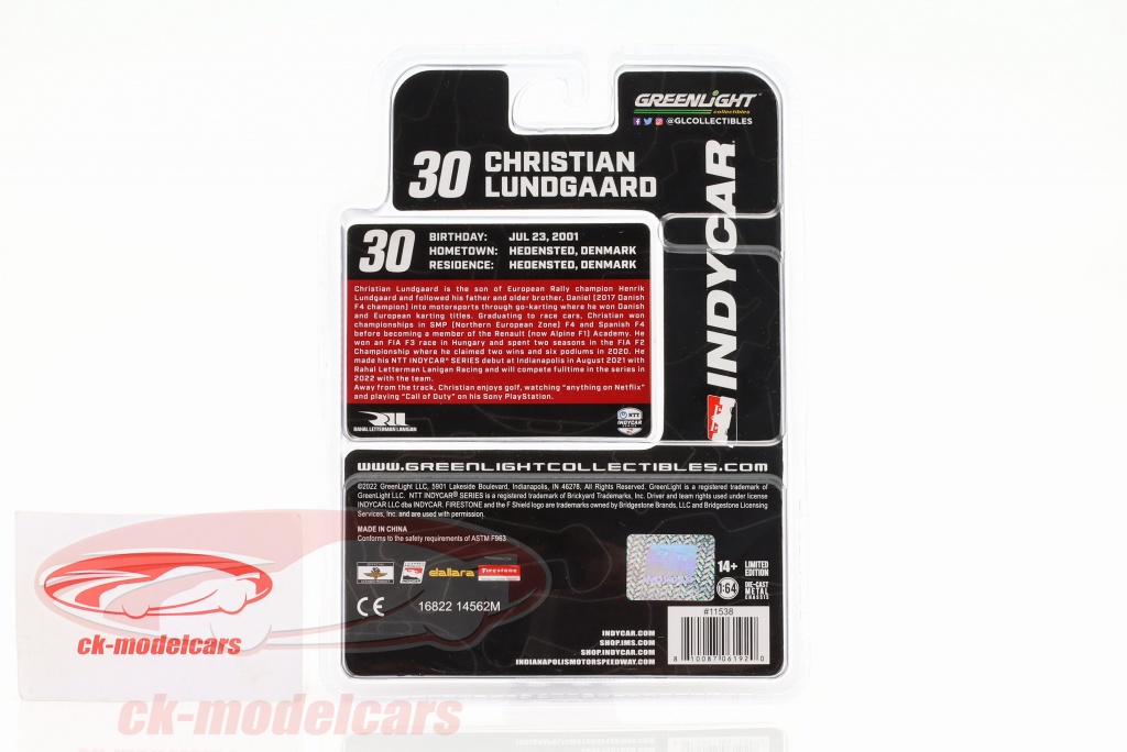 Greenlight 1:64 Christian Lundgaard Honda #30 IndyCar Series 2022 11538 ...