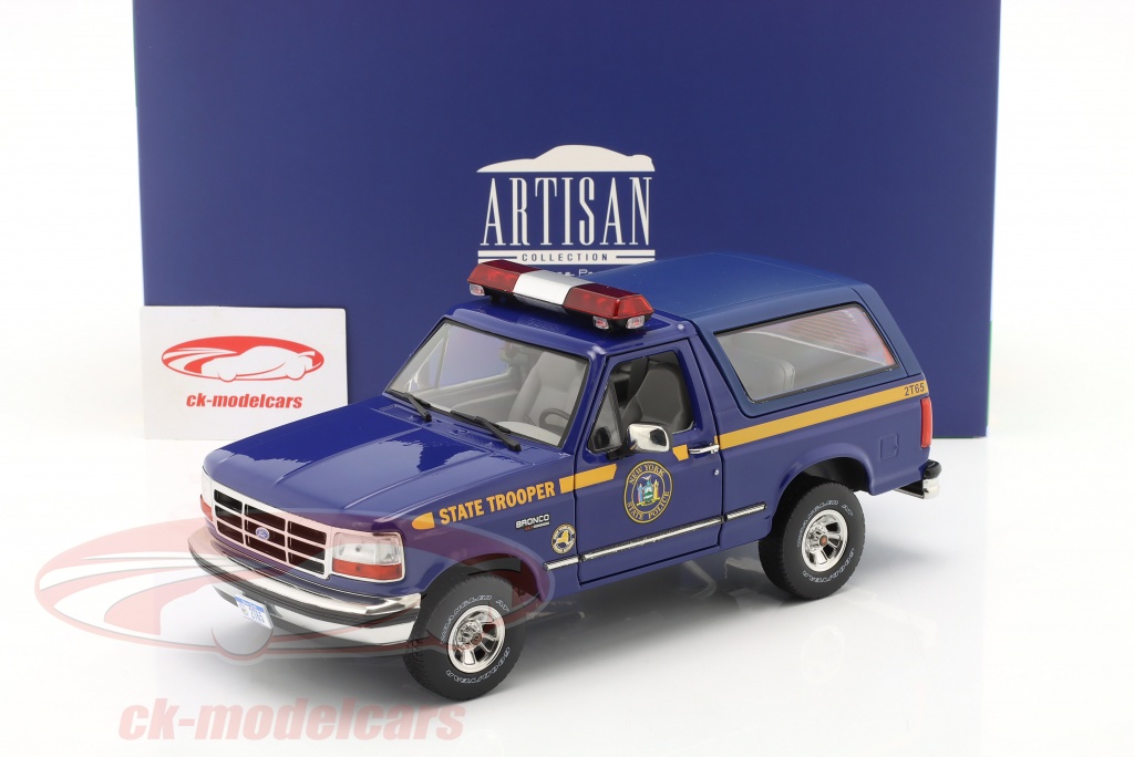 Greenlight 1:18 Ford Bronco XLT New York State Police 1996 blu 19121 ...