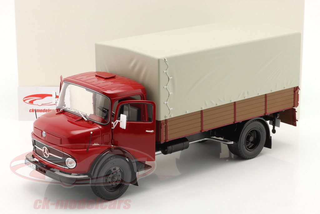 Schuco 1:18 Mercedes-Benz L911 Pritschen-LKW mit Plane rubinrot ...