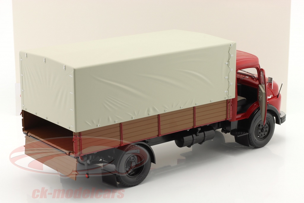 Schuco 1:18 Mercedes-Benz L911 ladvogn Med Planer rubinrød 450016400 ...