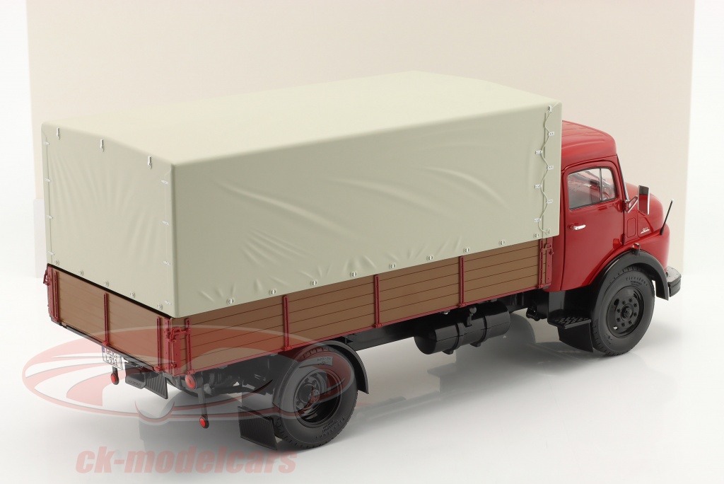 Schuco 1:18 Mercedes-Benz L911 ladvogn Med Planer rubinrød 450016400 ...