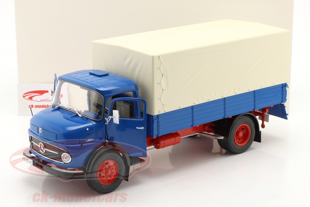 Schuco 1:18 Mercedes-Benz L911 ladvogn Med Planer blå 450044800 model ...