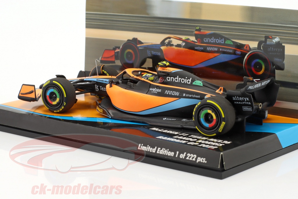 Minichamps 1:43 Lando Norris McLaren MCL36 #4 Bahrain GP formula 1 2022 ...