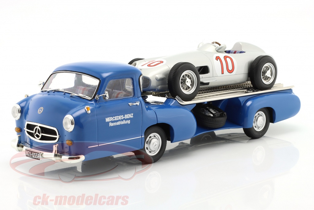 WERK83 1:18 Set: Mercedes-Benz racing transporter blue Wonder with ...