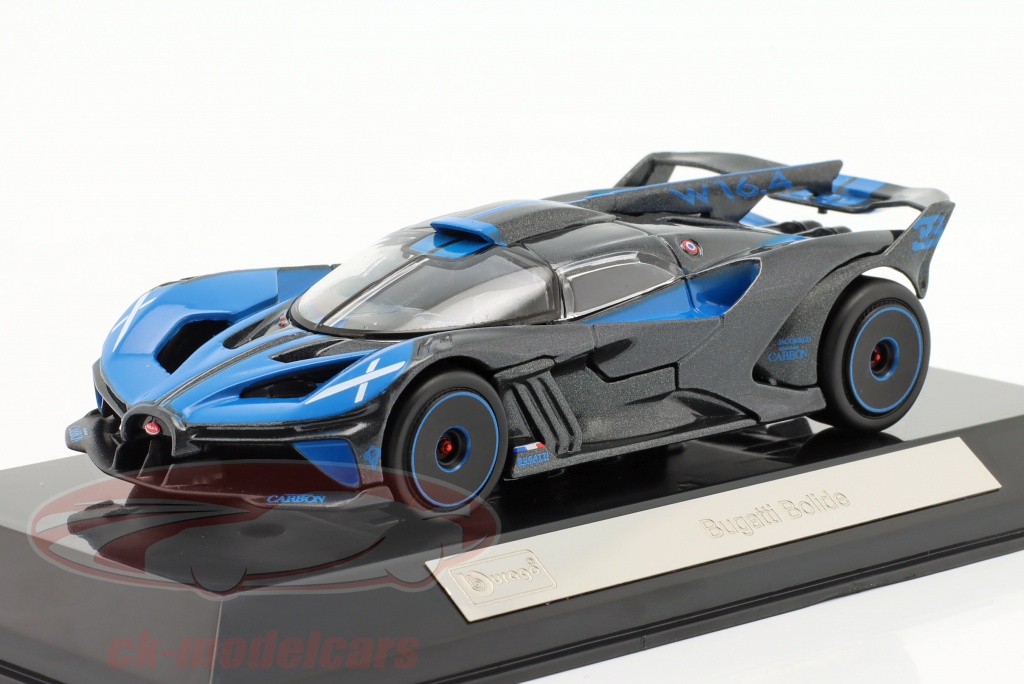 Bburago 1:43 Bugatti Bolide year 2020 blue / carbon 18-38306 model car ...
