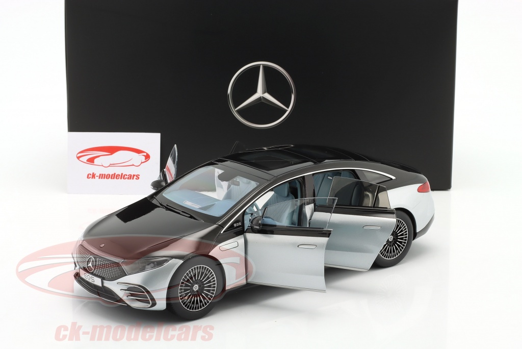 NZG 1:18 Mercedes-Benz EQS (V297) 2022 Com leve obsidiana preta / prata ...