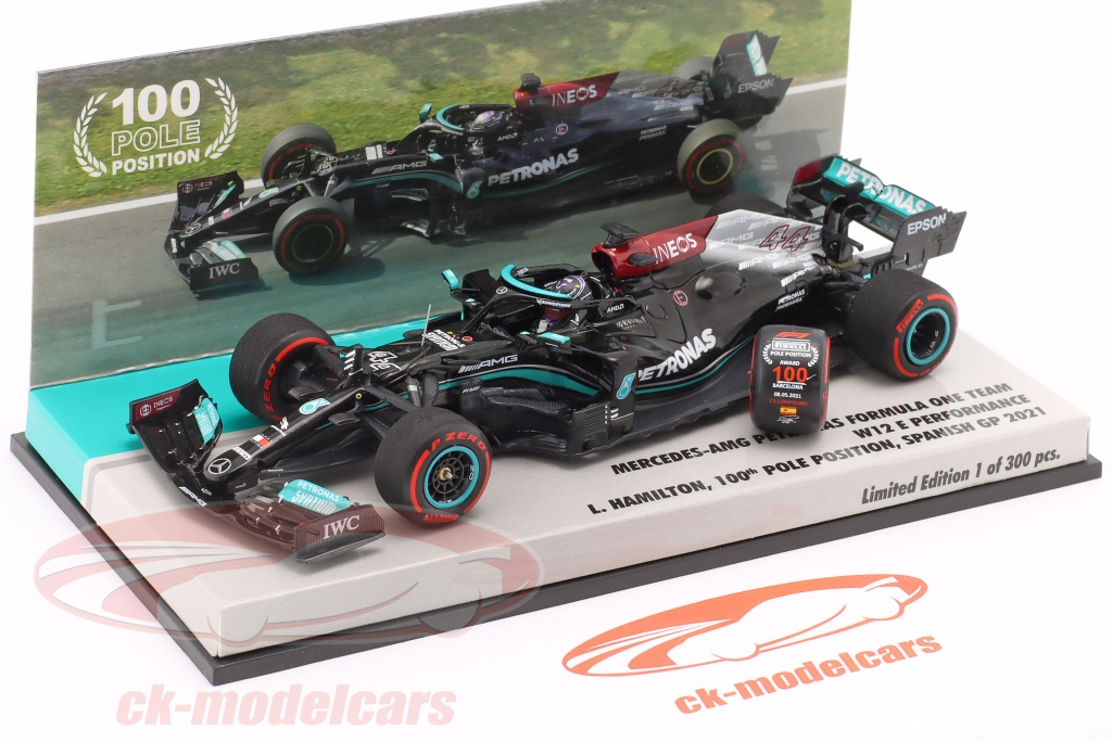 Minichamps 1:43 L. Hamilton Mercedes-AMG F1 W12 #44 100th Pole Position Испания GP формула 1 ...