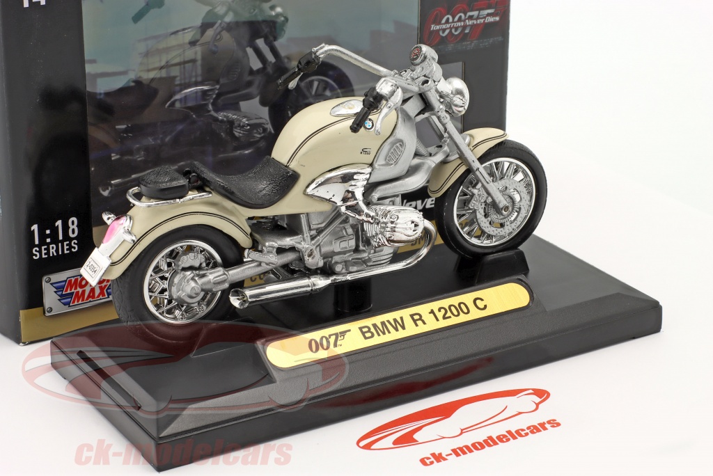 MotorMax 1:18 BMW R 1200 C Film James Bond - Tomorrow Never Dies (1997) beige 79845 model bil ...