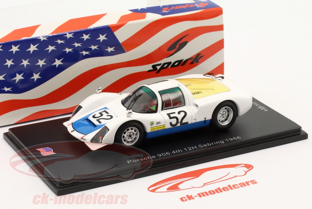 Spark 1:43 Porsche 906 #52 4th 12h Sebring 1966 Herrmann, Buzzetta, Mitter US266 model car US266 ...
