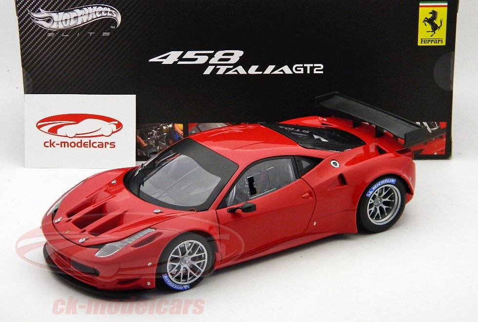 HotWheels Elite 1:18 フェラーリ458 GT2プレーンボディ のエリート版赤 X2860 モデル 車 X2860 746775118686