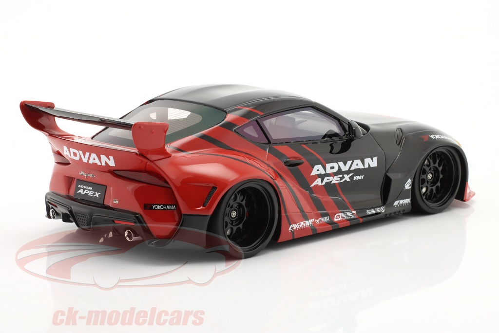 True Scale 1:18 Pandem Toyota GR Supra V1.0 2019 黒 / 赤 TS0358 モデル 車 ...