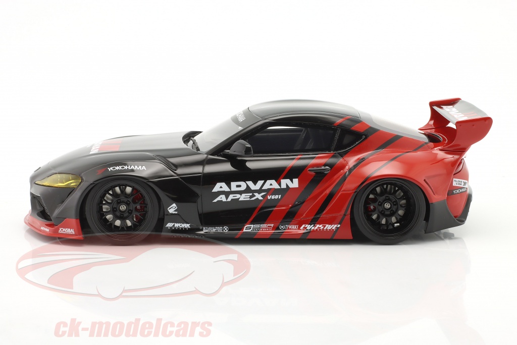 True Scale 1:18 Pandem Toyota GR Supra V1.0 2019 黒 / 赤 TS0358 モデル 車 ...
