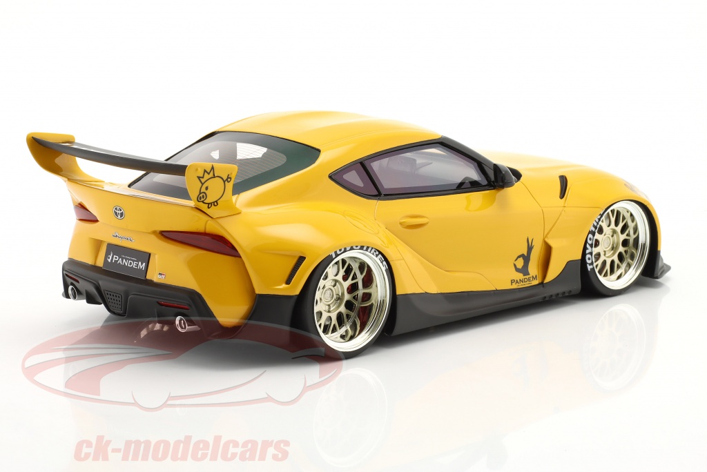True Scale 1:18 Pandem Toyota GR Supra V1.0 2019 gul TS0357 model bil ...