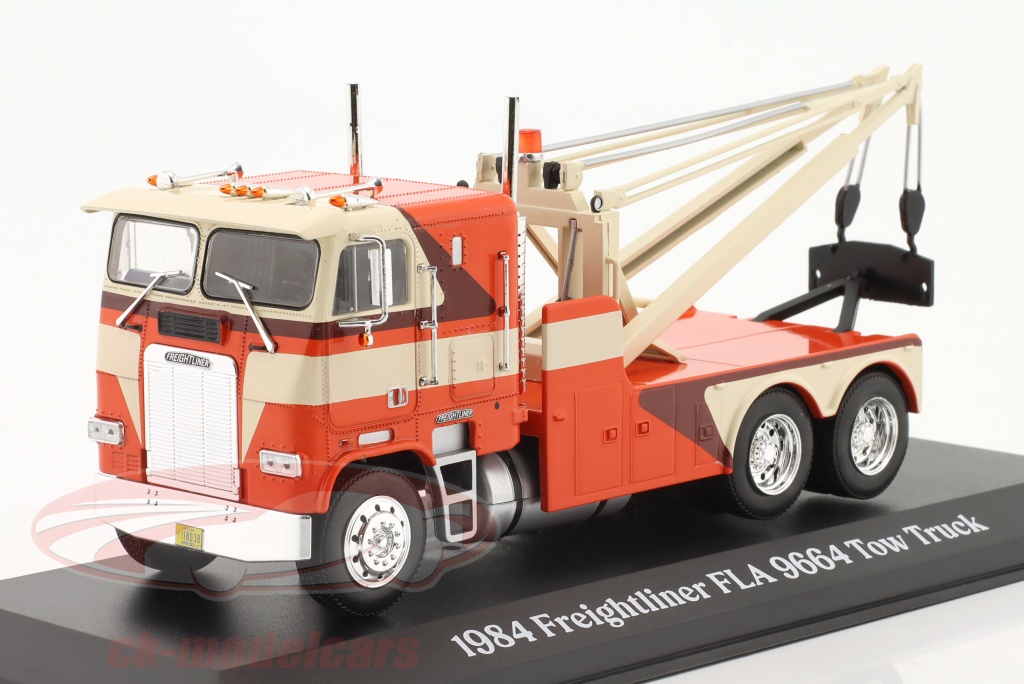 Greenlight 1:43 Freightliner FLA 9664 dépanneuse 1984 orange / Blanc ...