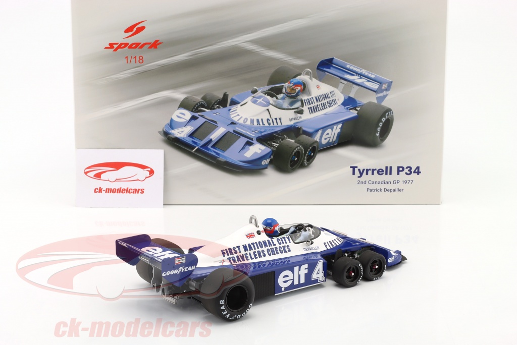 Spark 1:18 Patrick Depailler Tyrell P34 #4 2nd Kanada GP Formel 1 1977 18S574 Modellauto 18S574 ...
