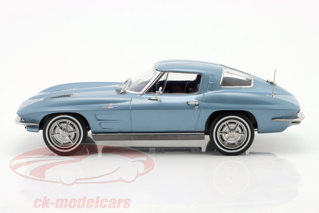 Norev 1:18 Chevrolet Corvette Stingray 建设年份 1963 浅蓝 金属的 189050 模型 汽车 ...