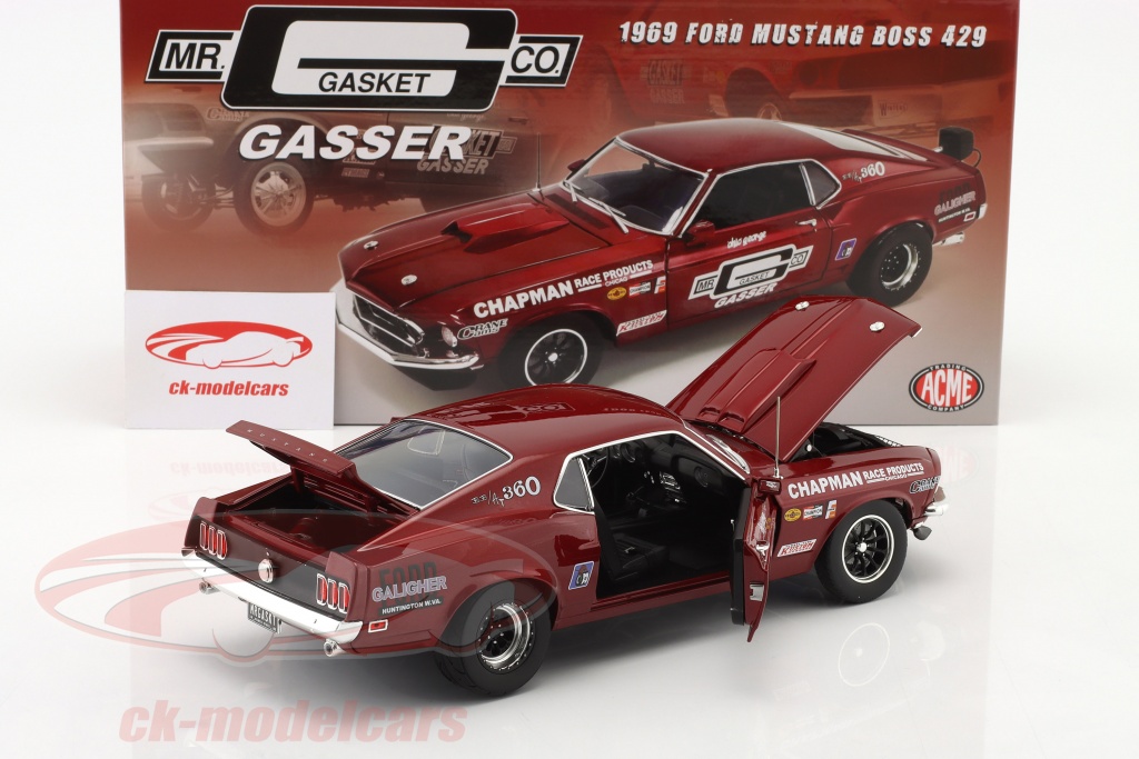 GMP 1:18 Ford Mustang Boss 429 Mr. Gasket Drag Outlaws 1969 rojo ...