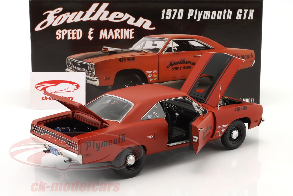GMP 1:18 Plymouth GTX Drag Car Southern Speed & Marine 1970 棕红色 A18952B ...