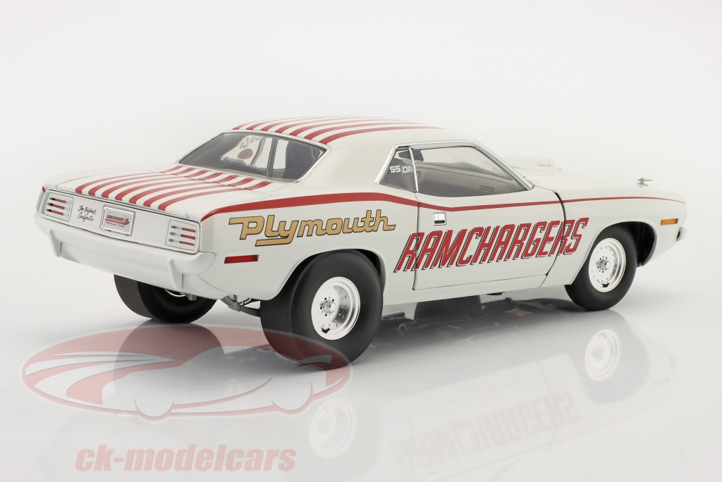 GMP 1:18 Plymouth Hemi Cuda Ramchargers year 1970 white / red A1806128 ...