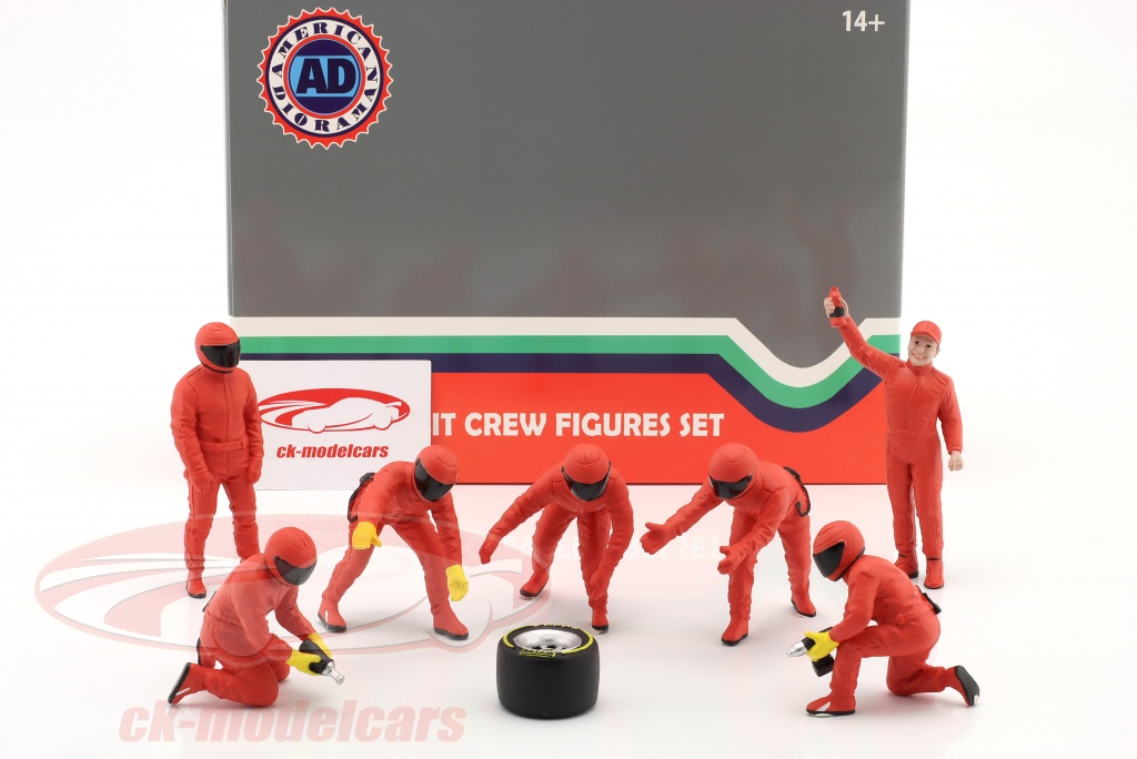 American Diorama 1:18 formule 1 Pit Crew figurenset #3 team Rood ...