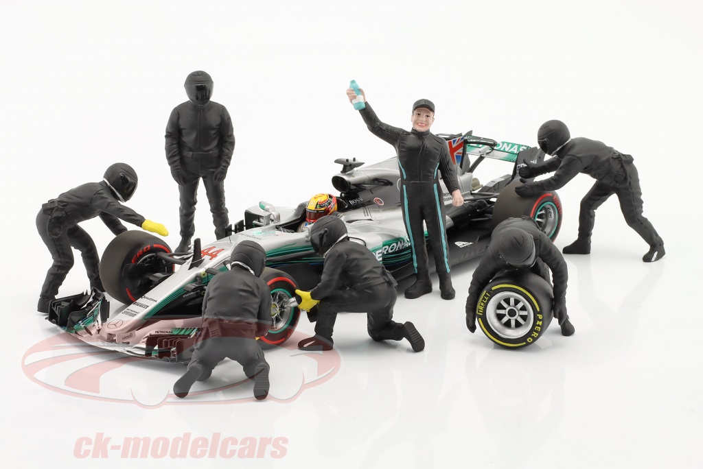 American Diorama 1:18 formula 1 Pit Crew figure set #3 Team Black ...