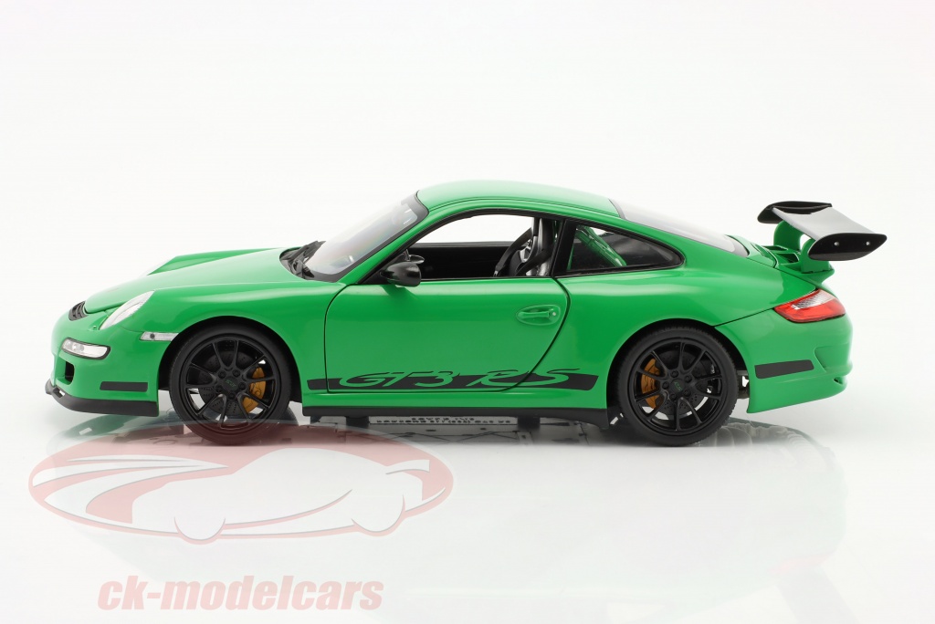 Welly 1:18 Porsche 911 (997) GT3 RS Baujahr 2007 grün / schwarz 18015gn Modellauto 18015gn ...