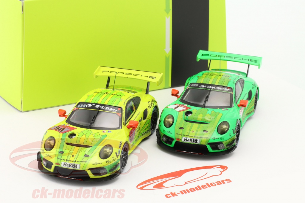 Ixo 1:43 Porsche 911 GT3 #911 & #1 Manthey Grello 2 Car Set 24h ...