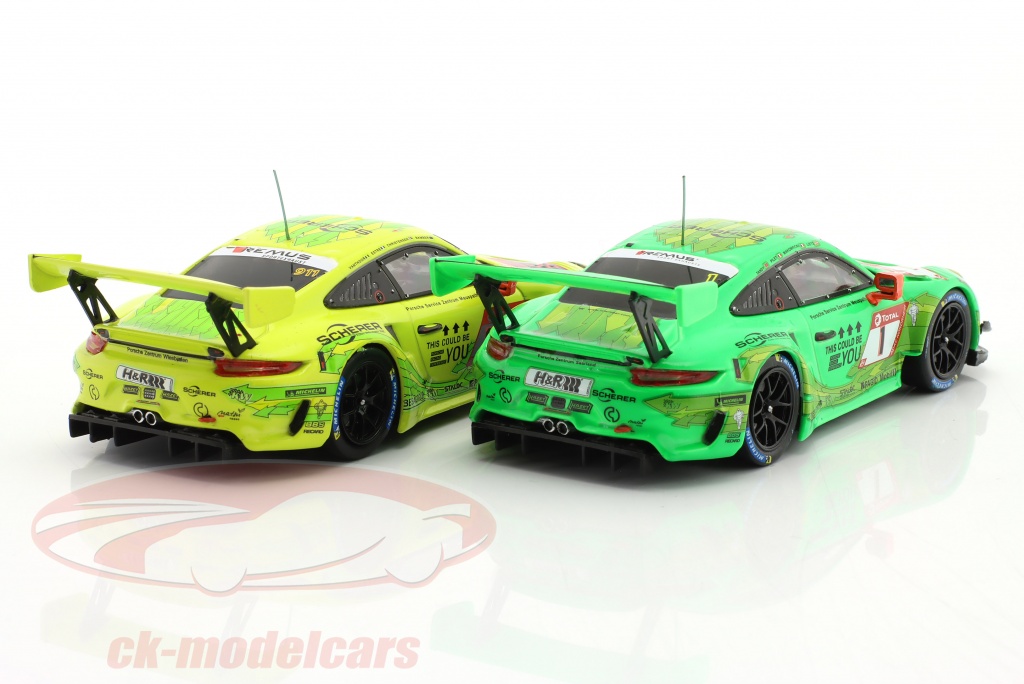 Ixo 1:43 Porsche 911 GT3 #911 & #1 Manthey Grello 2 Car Set 24h ...