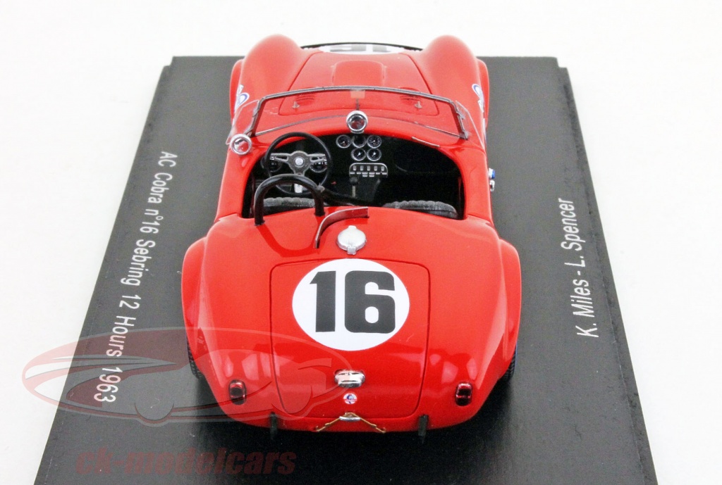 Spark 1:43 AC Cobra #16 Miles, Spencer 12h Sebring 1963 S1180 modelo ...