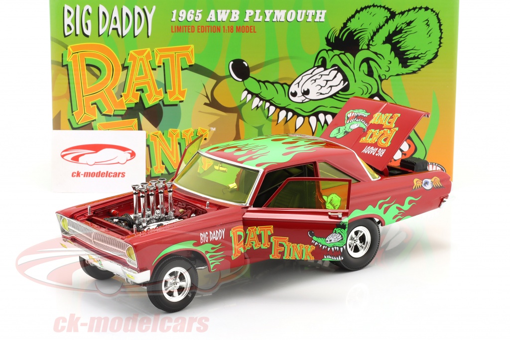 GMP 1:18 Plymouth AWB Rat Fink 建设年份 1965 红色的 / 绿色的 / 黄色的 A1806508 模型 汽车 A1806508
