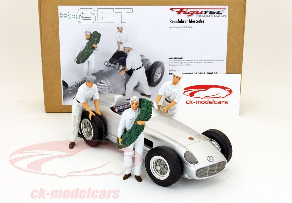 Figutec 1:18 Mercedes race car driver and 2 mechanics Figure set ...