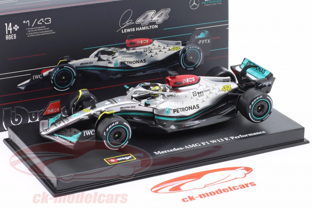 Bburago 1:43 Lewis Hamilton Mercedes-AMG F1 W13 #44 formula 1 2022 18 ...