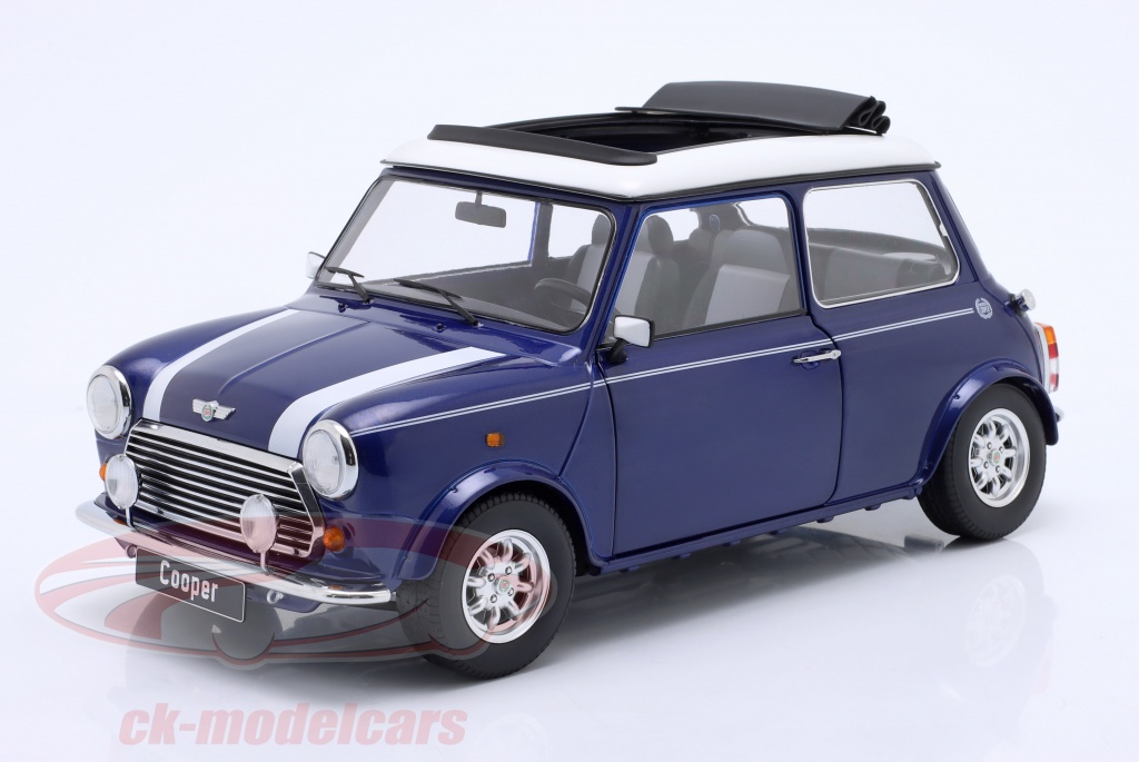 KK-Scale 1:12 Mini Cooper with sunroof blue metallic / white LHD ...