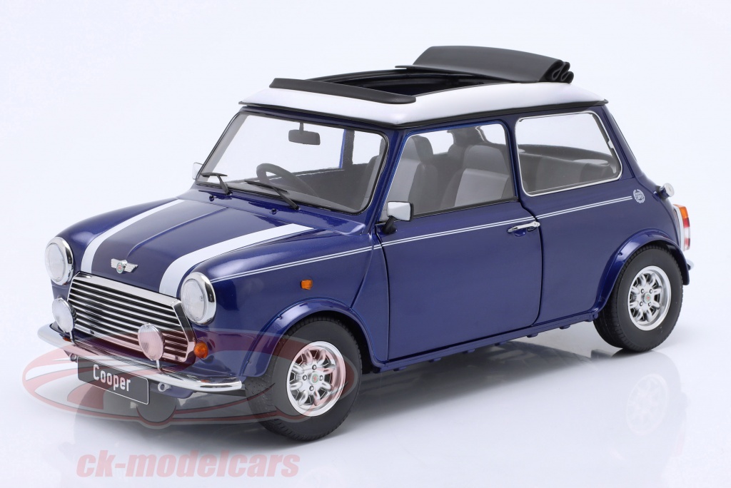 KK-Scale 1:12 Mini Cooper med soltag blå metallisk / hvid RHD ...