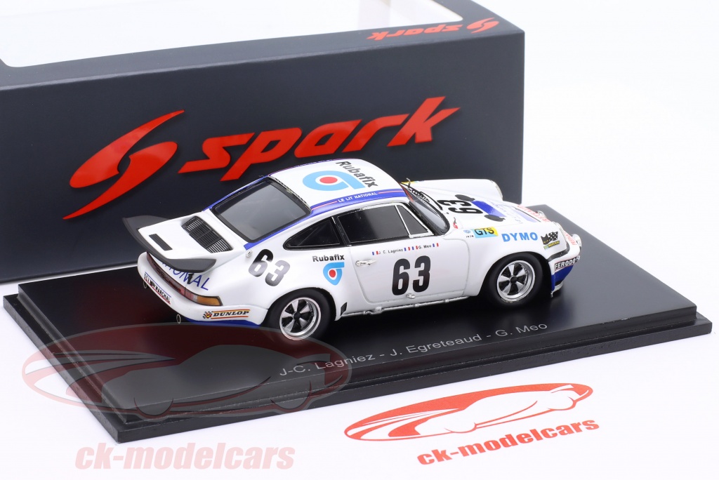 Spark 1:43 Porsche 911 Carrera RSR #63 24h LeMans 1974 Meo, Lagniez ...