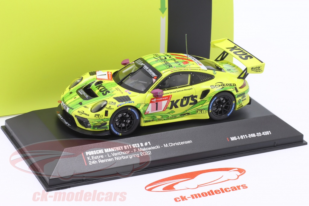 Ixo 1:43 Porsche 911 GT3 R #1 24h Nürburgring 2022 Manthey Grello MG-I ...
