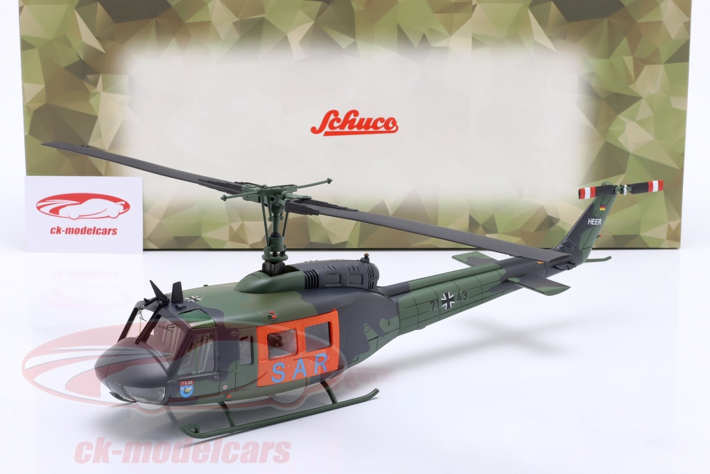 Schuco 1:35 Bell UH 1D helikopter Duits leger Bundeswehr "SAR" groente ...