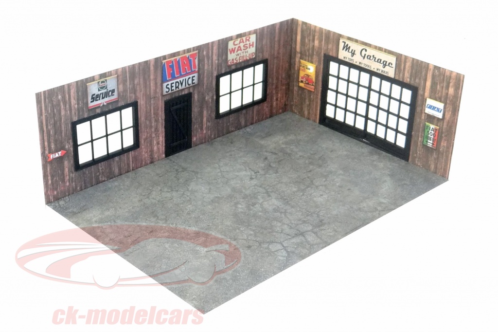 Kit diorama garage disegno in legno per automodelli 1:43 Dioramatoys ...