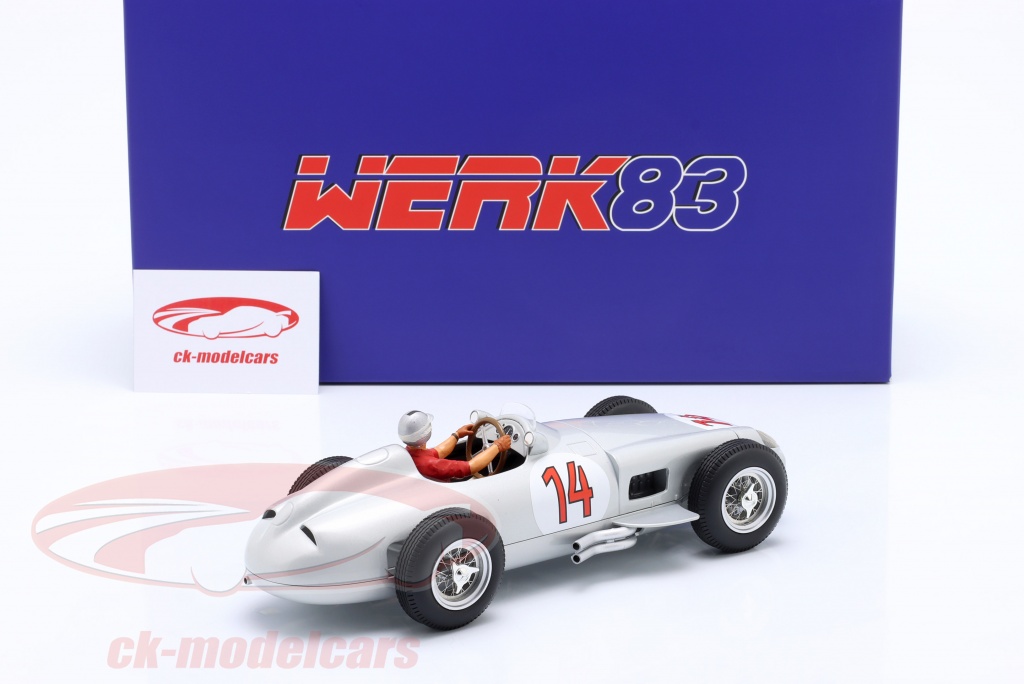Werk83 1:18 S. Moss Mercedes-Benz W196 #14 2nd Belgium GP formula 1 1955 with driver figure ...