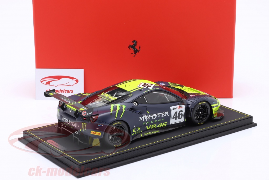 BBR Models 1:18 Ferrari 488 GT3 #46 4° Gulf 12h 2021 Monster VR46 ...