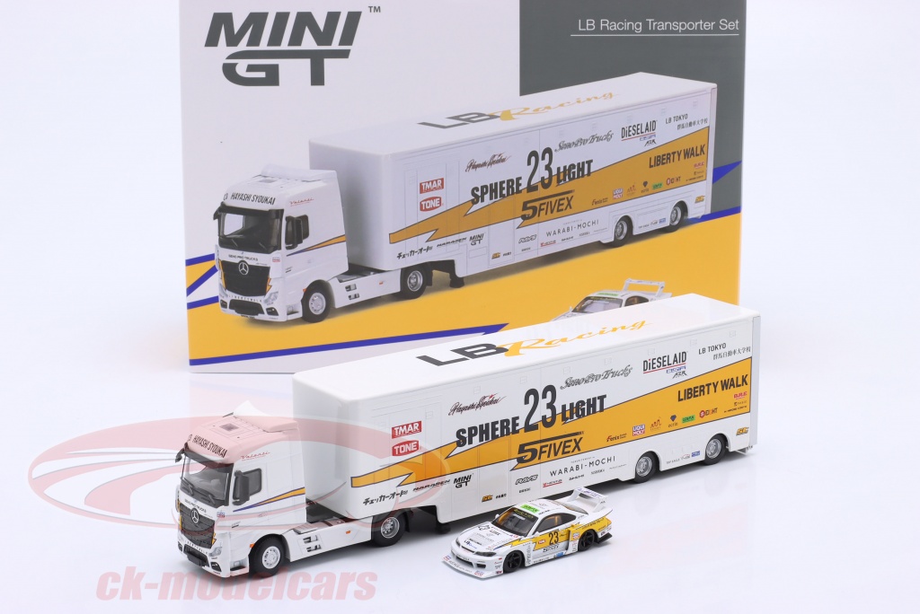 True Scale 1:64 Mercedes-Benz Actros レーシングトランスポーター LB Racing と 貨物 ...