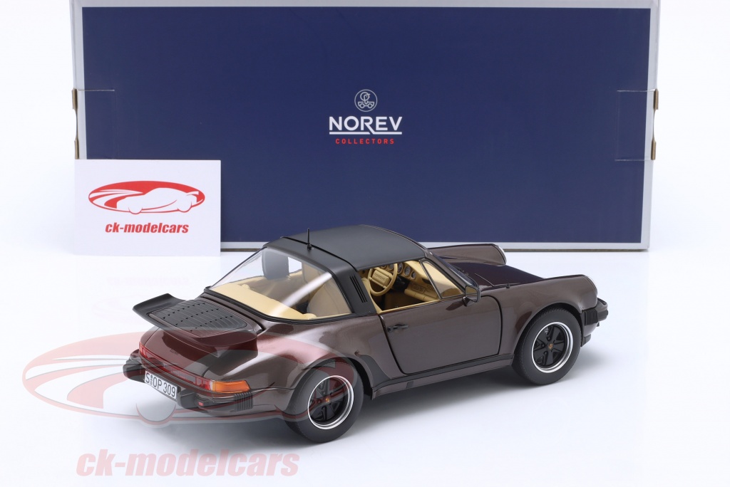 Norev 1:18 Porsche 911 (930) Turbo Targa 3.3 Baujahr 1987 braun metallic 187665 Modellauto ...