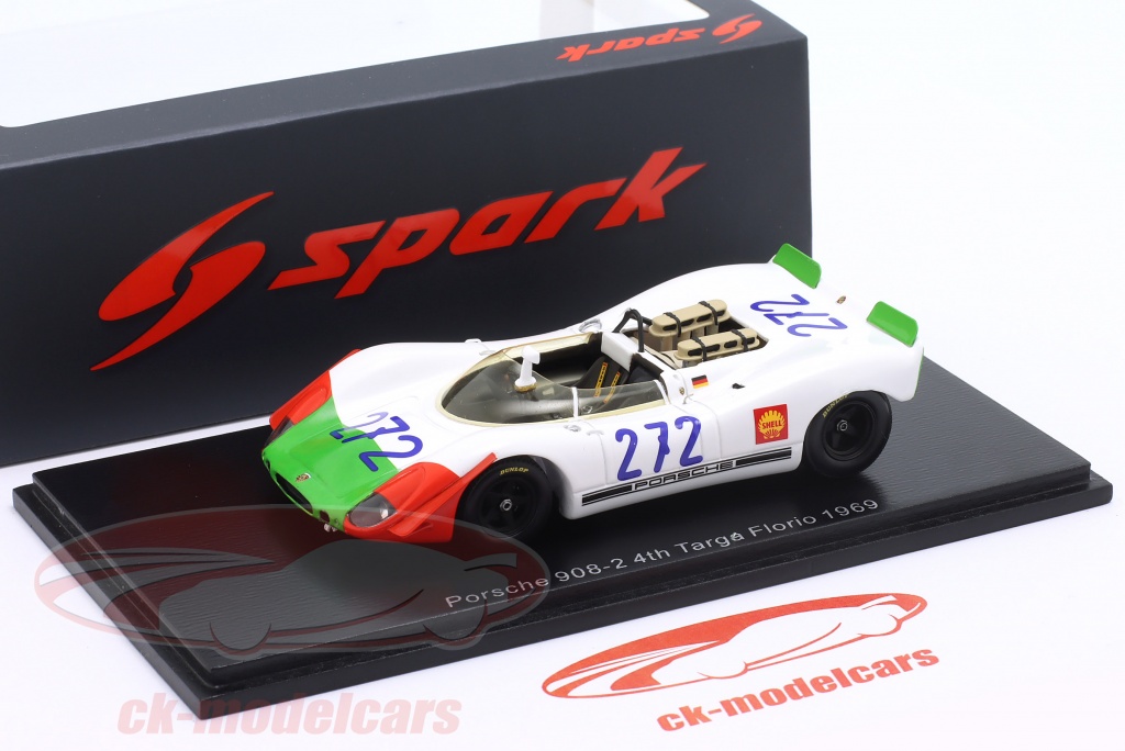 Spark 1:43 Porsche 908/02 #272 4th Targa Florio 1969 Kauhsen, von Wendt S9247 Modellauto S9247 ...
