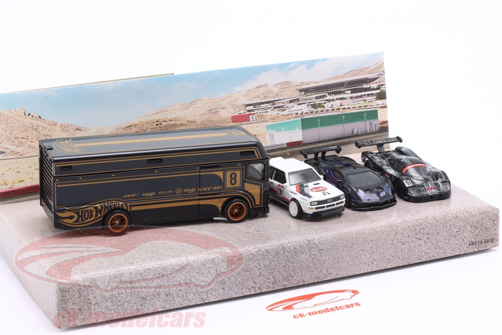 HotWheels 1:64 4-Car Set Track Day #13 Euro Hauler と 3 スポーツカー HKC15 モデル ...
