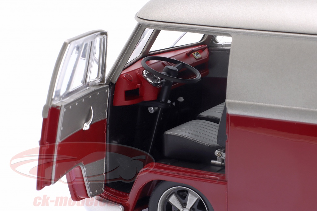 Schuco 1:18 Volkswagen VW T1b Bus Lowrider rood / mat Grijs 450045600 ...