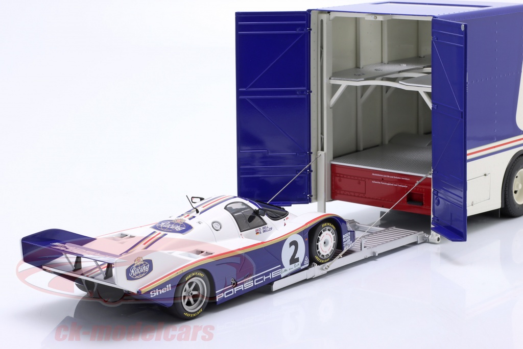 Schuco 1:18 Mercedes-Benz O 317 Race Car Transporter Rothmans Porsche white 450032800 model car ...